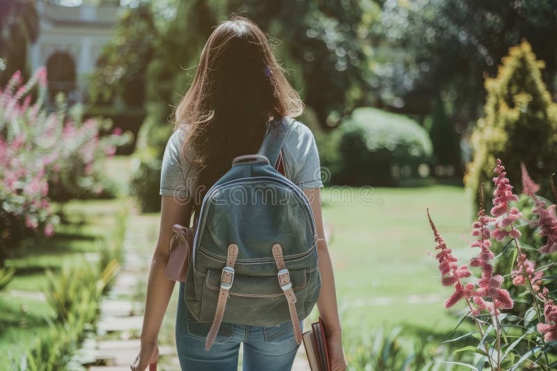 A College Student Walking on Campus with a Backpack and Books Stock ... A College Student Walking on Campus with a Backpack and Books Stock ...