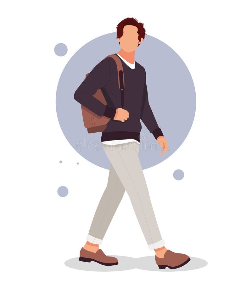 College Student is Walking, Flat Design Concept. Vector Illustration ...