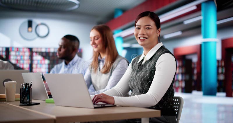 College Student Woman Learning Online with Laptop Stock Image - Image ...