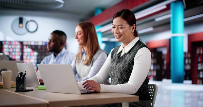 College Student Woman Learning Online with Laptop Stock Photo - Image ...