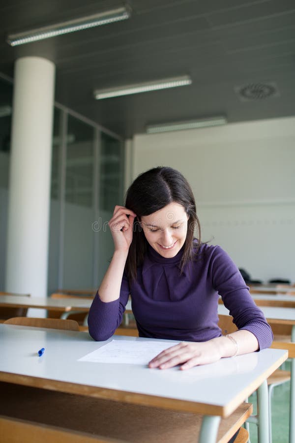 College Student Working in a Classroom Stock Image - Image of confident ...