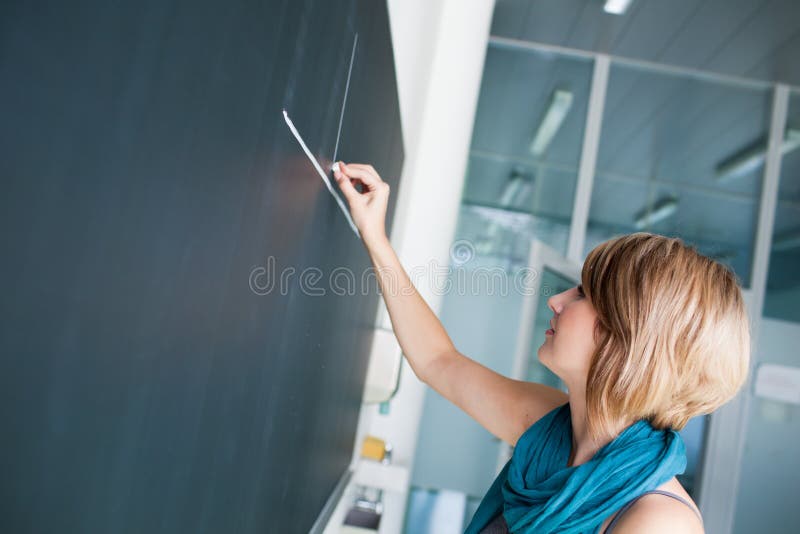 College Student Writing on the Blackboard Stock Photo - Image of book ...
