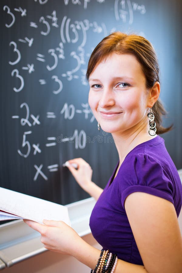 College Student Writing on the Chalkboard Stock Image - Image of ...