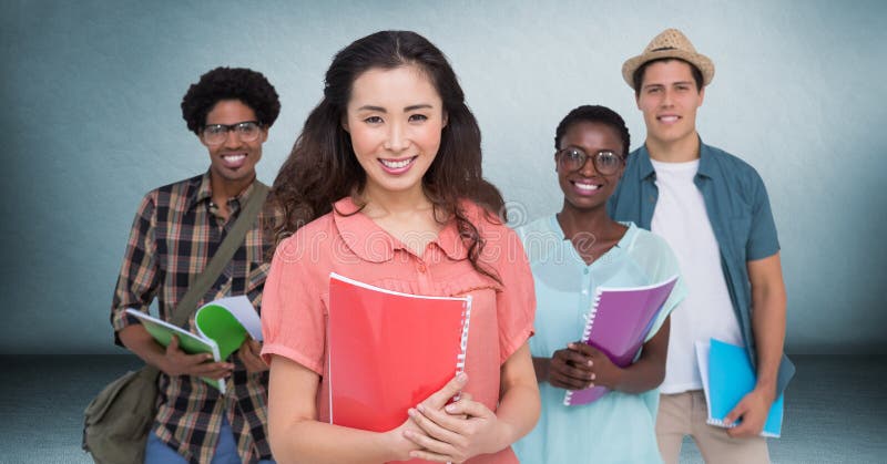 College Students Against Blue Stock Image - Image of grey, closeness ...