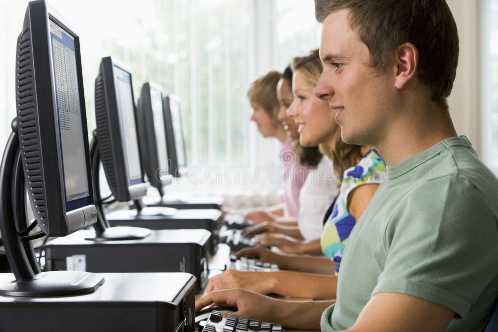 College Students in a Computer Lab Stock Photo - Image of lesson, adult ...