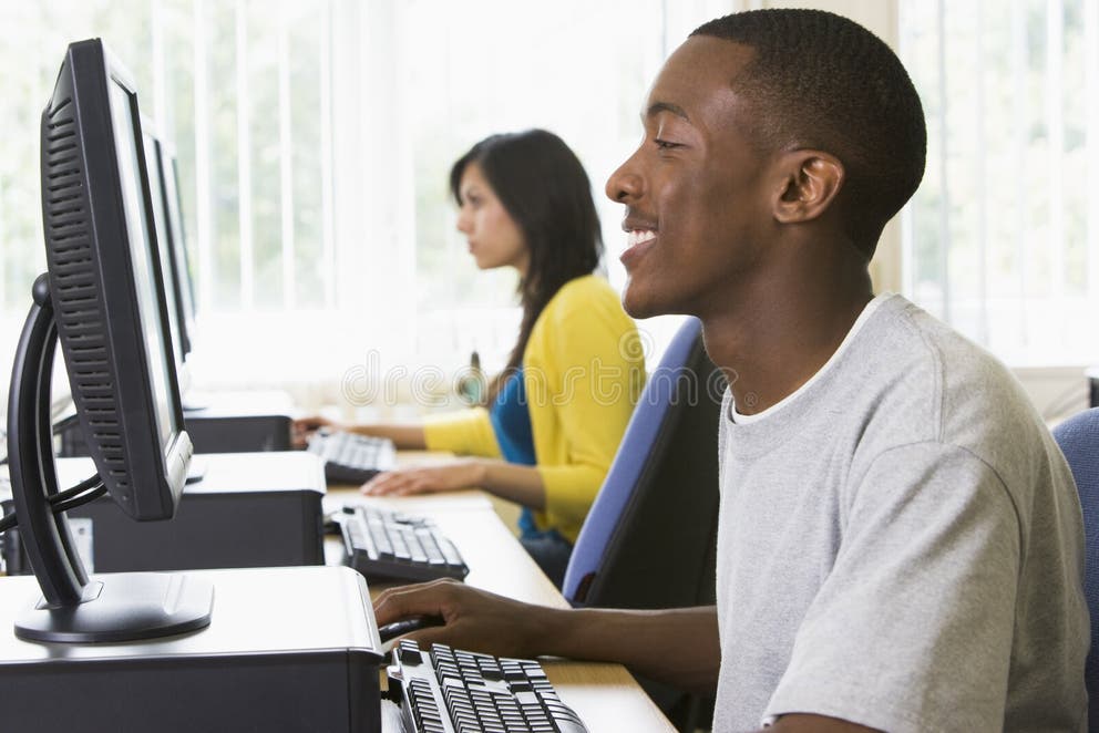 College Students in a Computer Lab Stock Image - Image of classroom ...