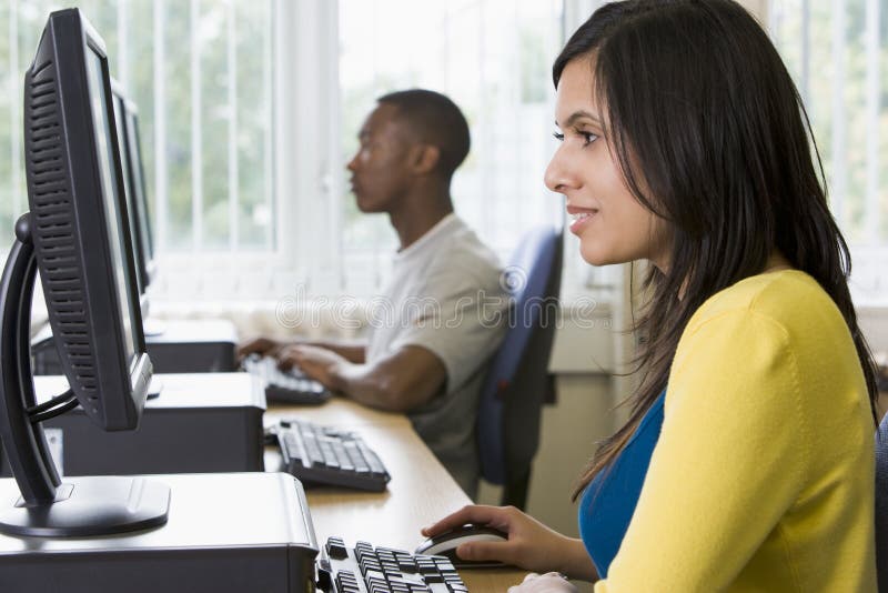 College Students in a Computer Lab Stock Image - Image of class, adult ...