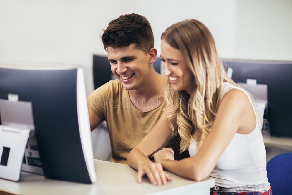 Students in a Computer Lab, Using Computers during Class Stock Image ...