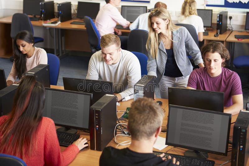 College Students at Computers in Technology Class Stock Image - Image ... College Students at Computers in Technology Class Stock Image - Image ...