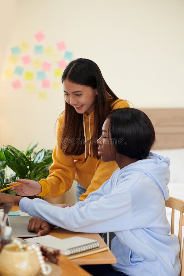 College Students Discussing Project Stock Image - Image of friend ...