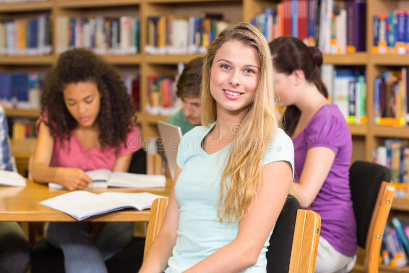 College Students Doing Homework in Library Stock Image - Image of ...