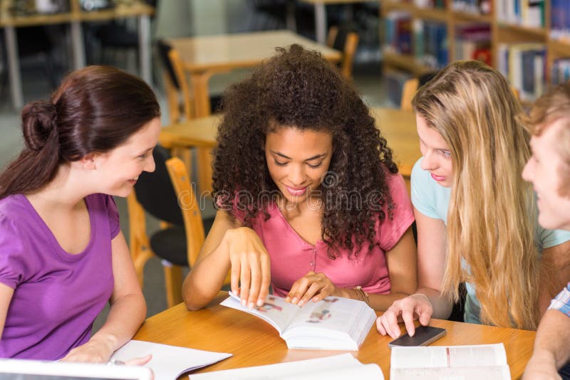 College Students Doing Homework in Library Stock Image - Image of ...