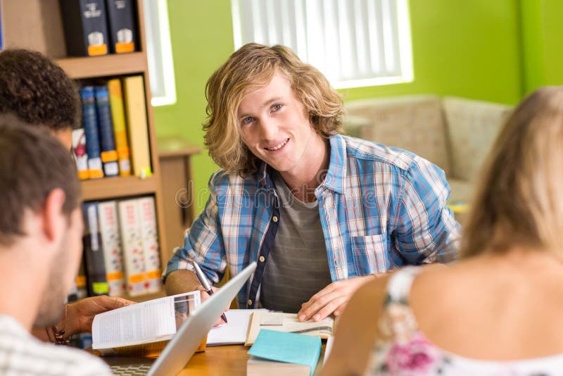 College Students Doing Homework in Library Stock Image - Image of ...