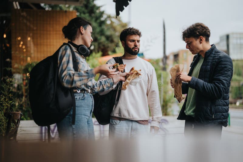 College Students Enjoying Snacks Break Outdoors Stock Photos - Free ...