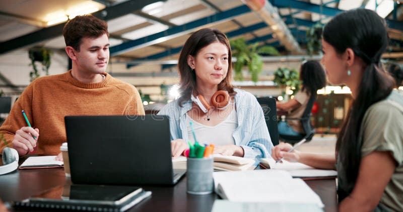 College, Students and Friends in Discussion for Studying, Education or ...