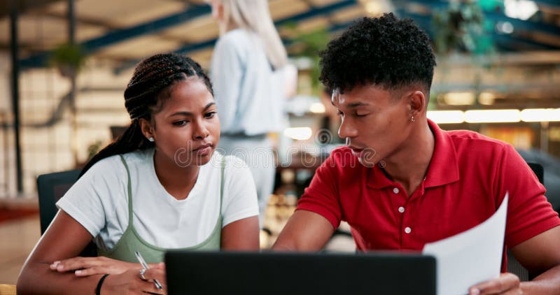 College, Students and Friends Learning on Laptop Together for Studying ...