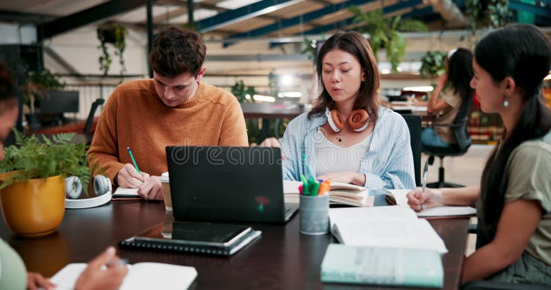 College, Students and Friends Studying for Learning, Education or ...