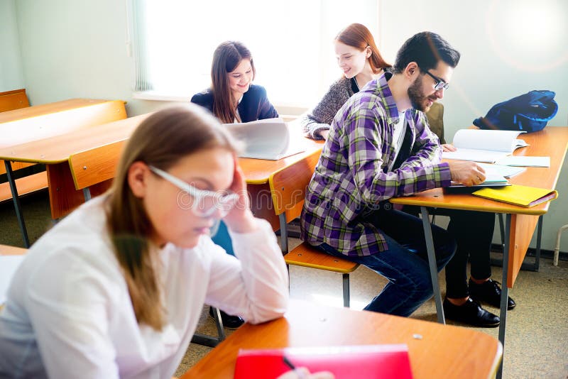 College Students on a Lecture Stock Image - Image of group, campus ...