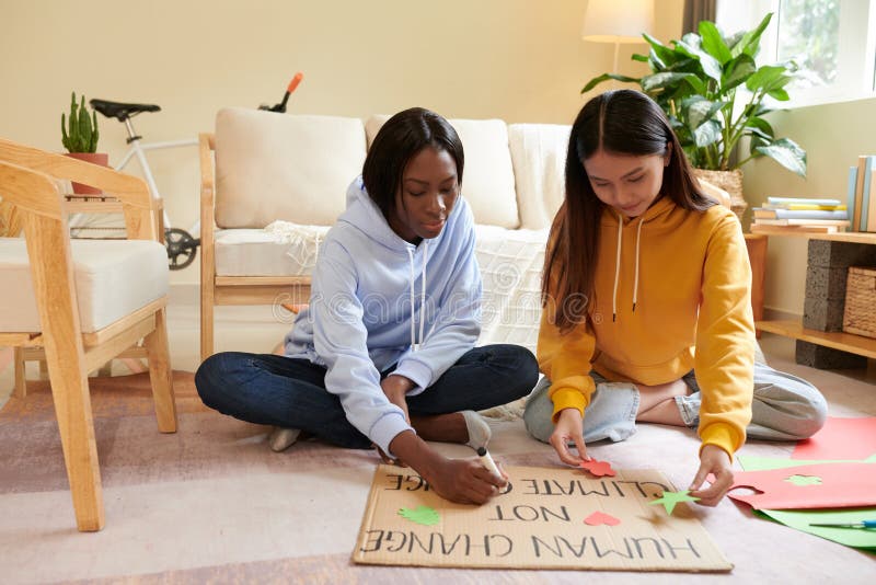 Students Making Placard for Protest Stock Image - Image of activist ...