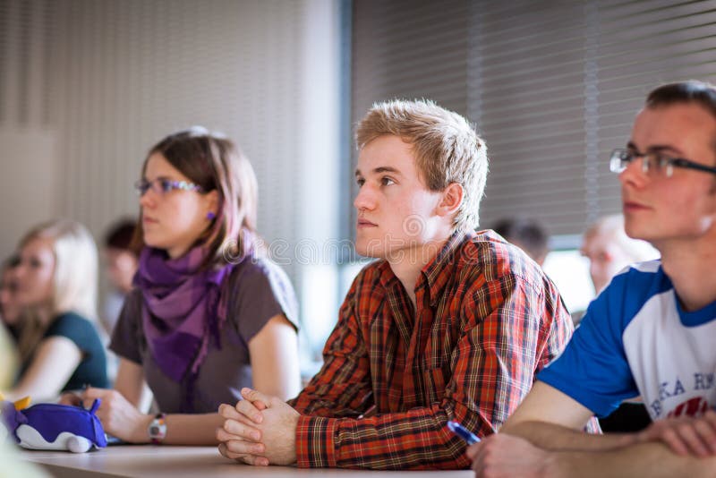 College Students Sitting in a Classroom during Class Stock Photo ...