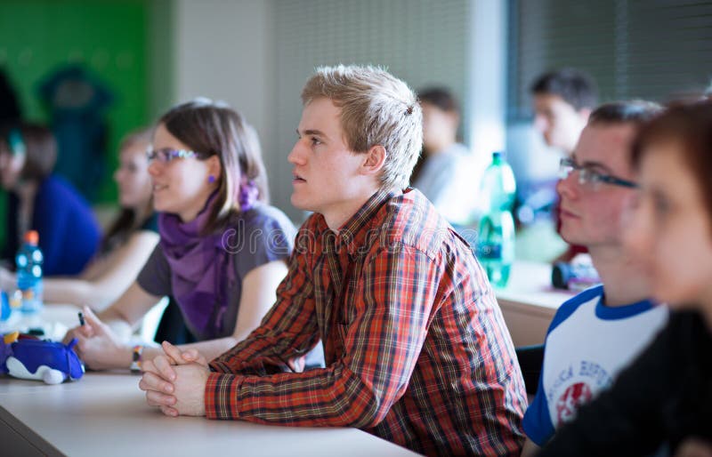 College Students Sitting in a Classroom during Class Stock Photo ...