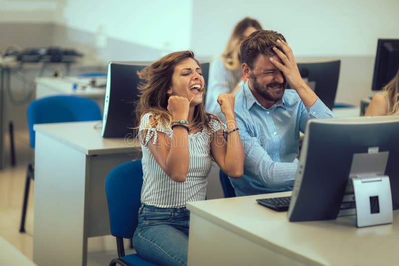 Students Sitting in a Classroom, Using Computers during Class Stock ...