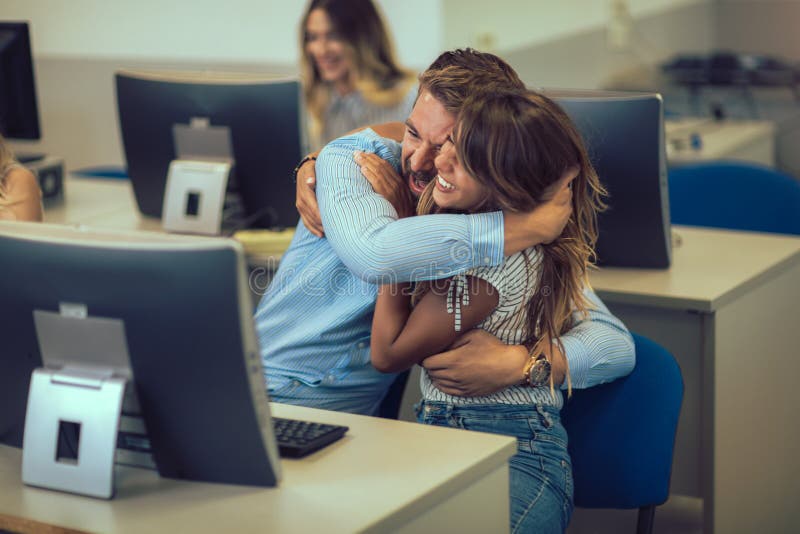Students Sitting in a Classroom, Using Computers during Class Stock ...