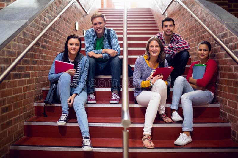 College Students Sitting on Stairs in the College Stock Photo - Image ...