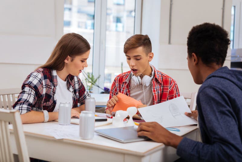 Smart College Students Enjoying Learning Process Together Stock Photo ... Smart College Students Enjoying Learning Process Together Stock Photo ...