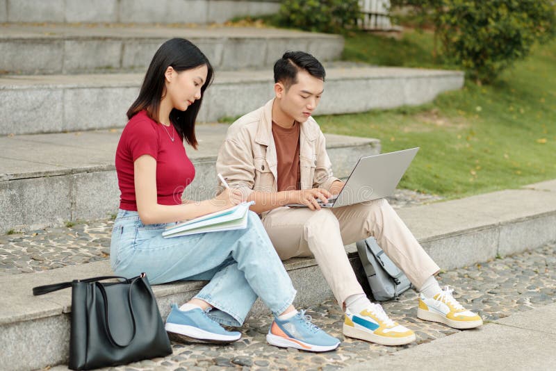 College Students Spending Time on Campus Stock Photo - Image of ...