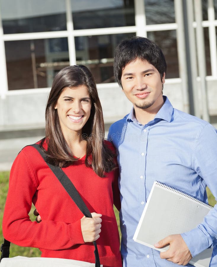 College Students Standing Together on Campus Stock Image - Image of ...