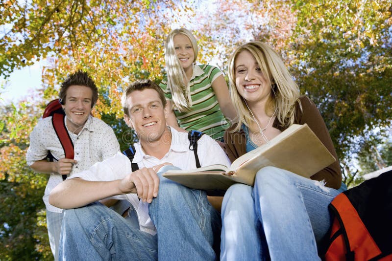 College Students Studying in Campus Stock Photo - Image of smile ...