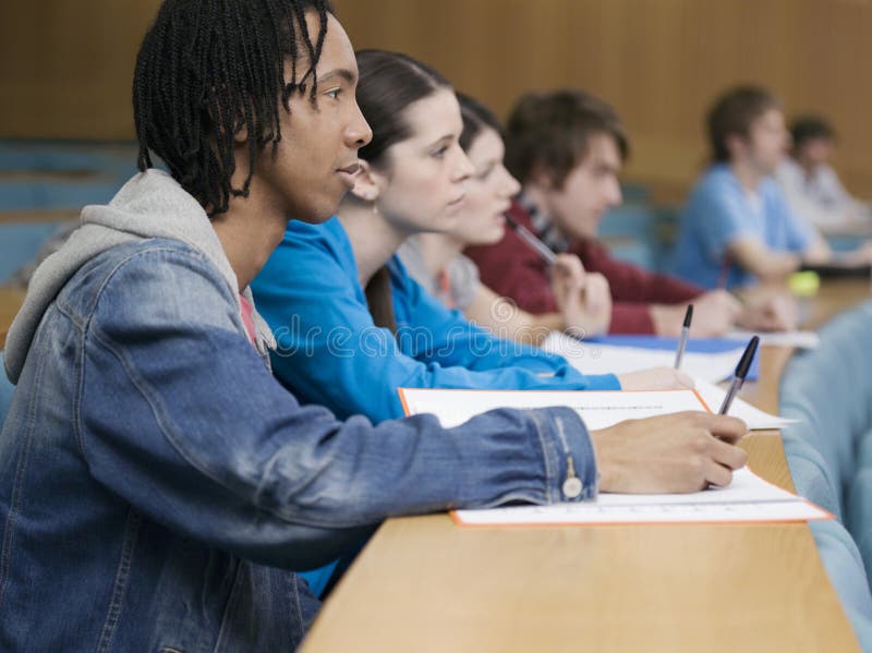 College Students Studying In Class Stock Photo - Image of horizontal ...