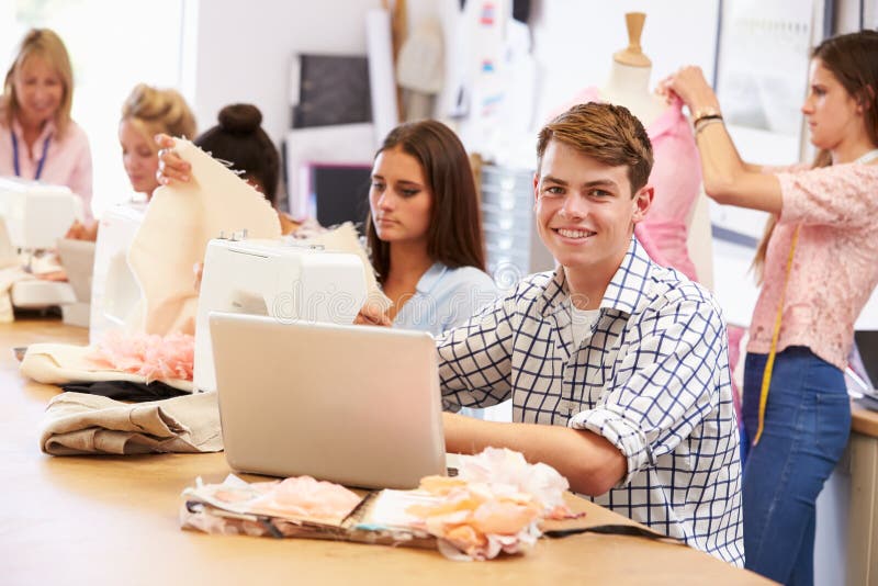 College Students Studying Fashion and Design Stock Image - Image of ...