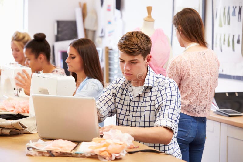College Students Studying Fashion and Design Stock Image - Image of ...