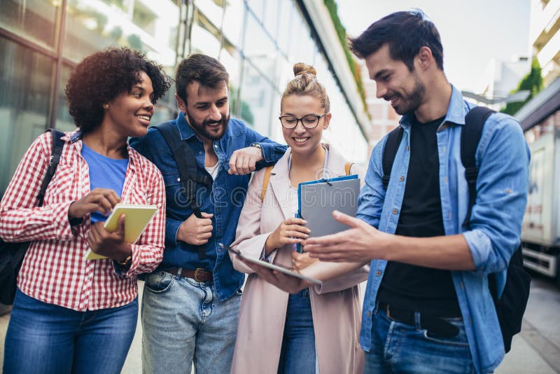 Students Studying on University Campus Outdoor Stock Image - Image of ...