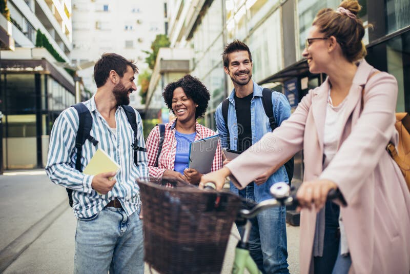 Students Studying on University Campus Outdoor Stock Image - Image of ...