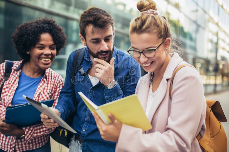 Students Studying on University Campus Outdoor Stock Photo - Image of ...