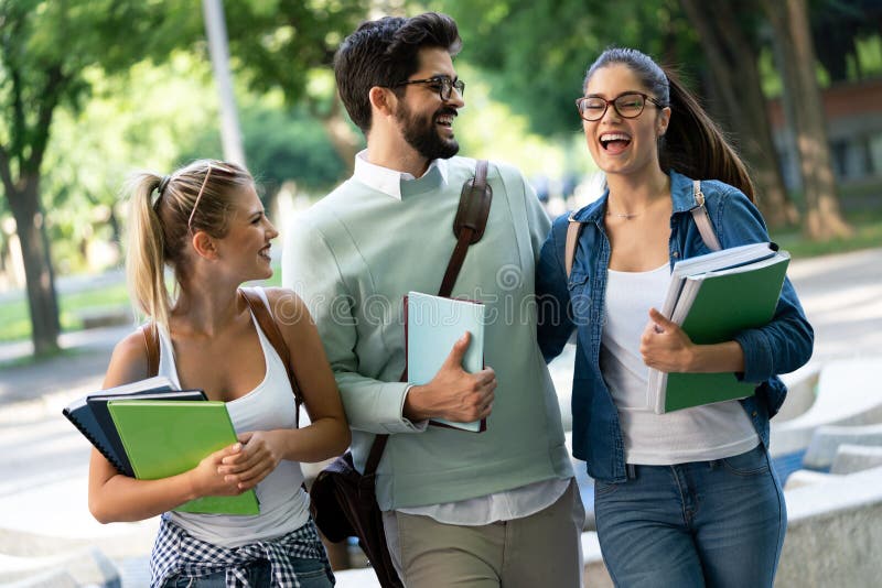 College Students Studying on University Campus Outdoor Stock Photo ...