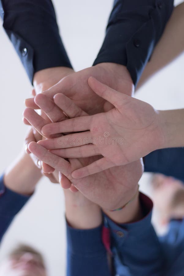 College Students Teamwork Stacking Hand Concept. Close Up of Young ...