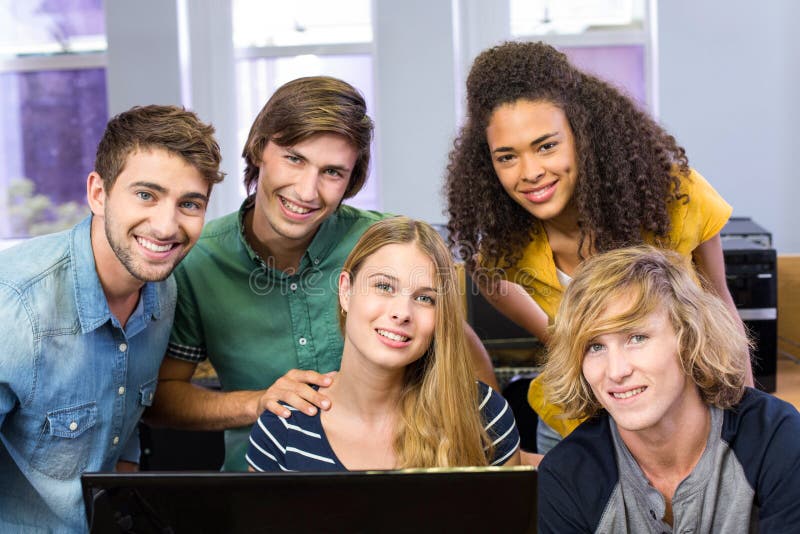 College Students Using Computer Stock Image - Image of information ...