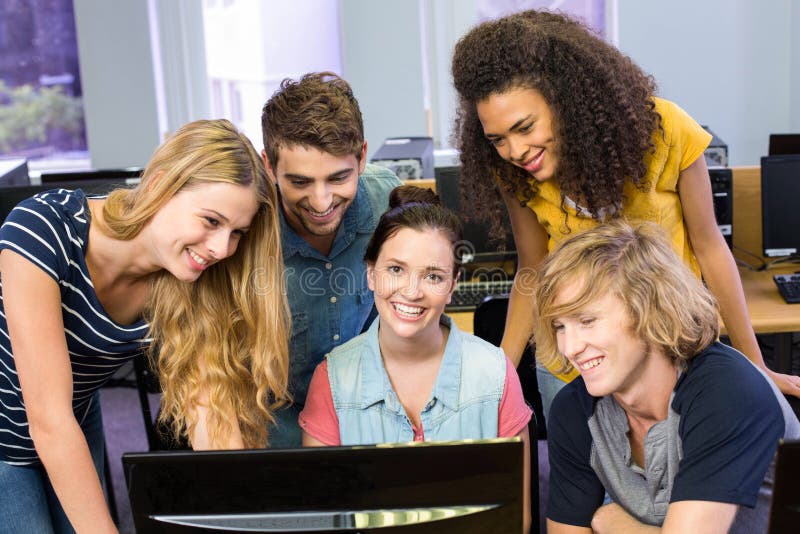 College Students Using Computer Stock Image - Image of male, indoors ...