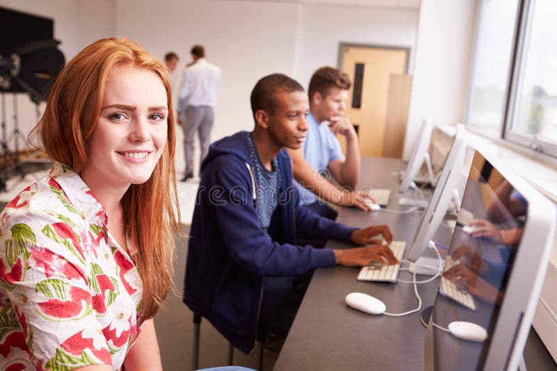 College Students Using Computers Media Studies Course Stock Photos ...