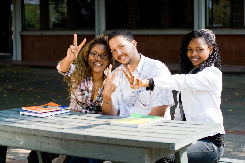 College Students Victory Signs Stock Photo - Image of education ...