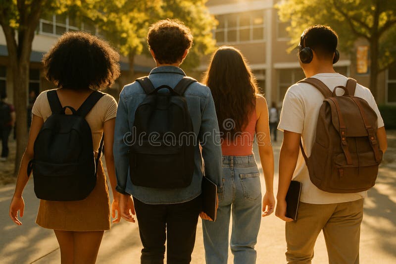 College Students Walking on Campus AI-GENERATED Stock Photo - Image of highereducation ...