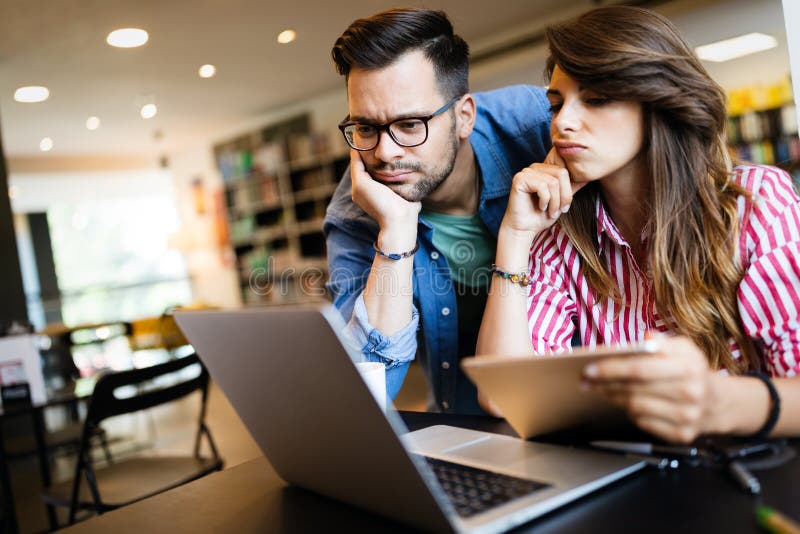 College, Study, University and Education Concept. Group of Tired ...