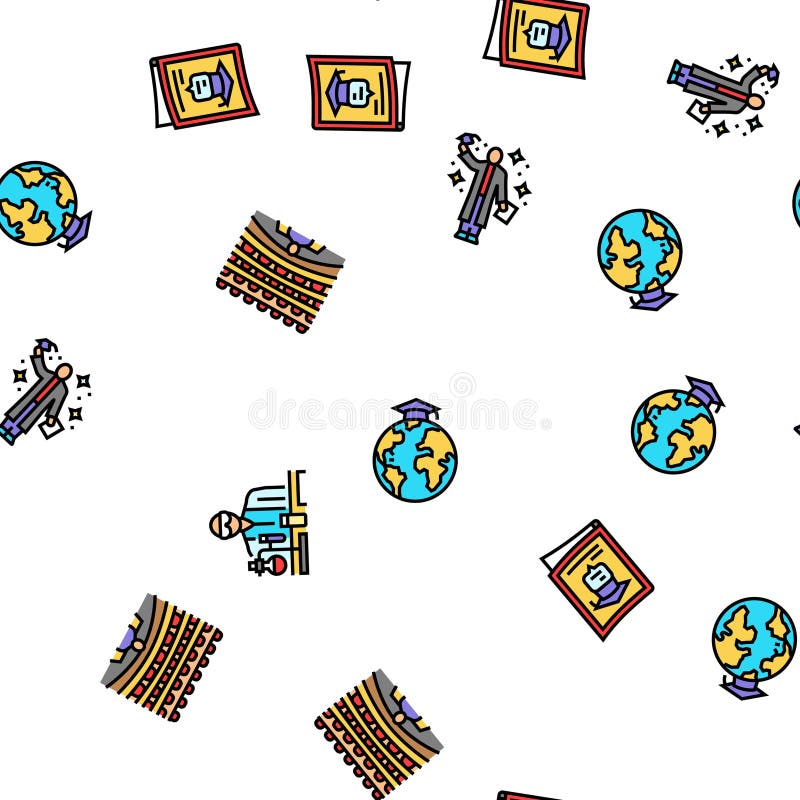 College Teacher Student Class Seamless Pattern Vector Stock ...