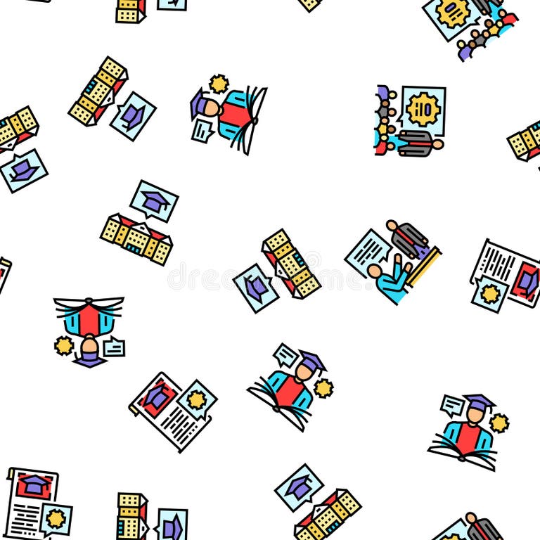 College Teacher Student Class Seamless Pattern Vector Stock ...