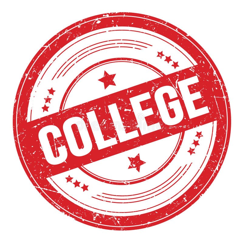 COLLEGE Text on Red Round Grungy Stamp Stock Illustration ...