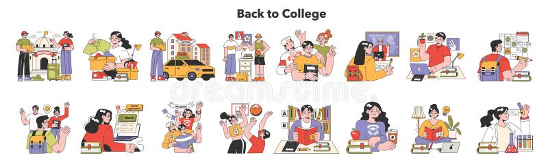 College or University Student Set. Uni Fellow Students or Classmates ...